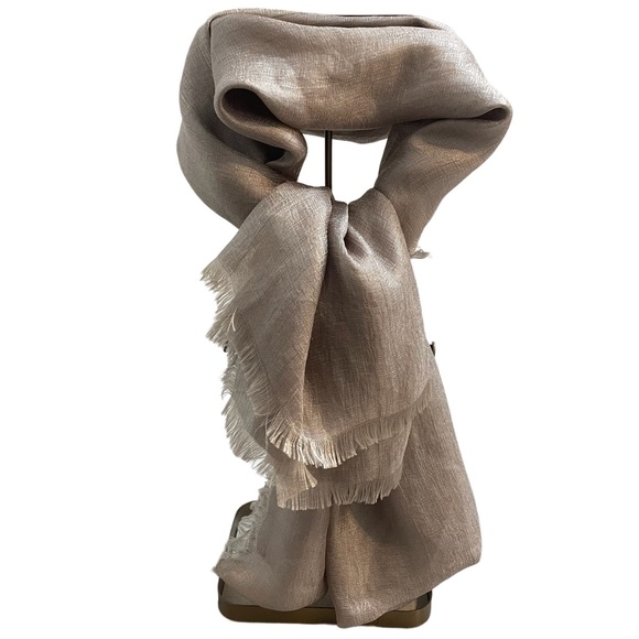 Echo | Accessories | Echo Greige Iridescent Scarf With Fringe | Poshmark